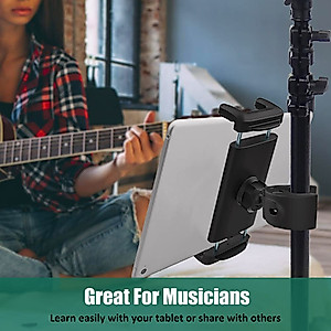 Cuxwill Spin Bike Tablet Mount for 4-13" Tablet & Smartphone, Portable Bicycle Holder Clamp for Indoor Gym Treadmill, Spinning, Elliptical, Stationary Bike, Golf Cart, for iPad Pro Mini Air, iPhone