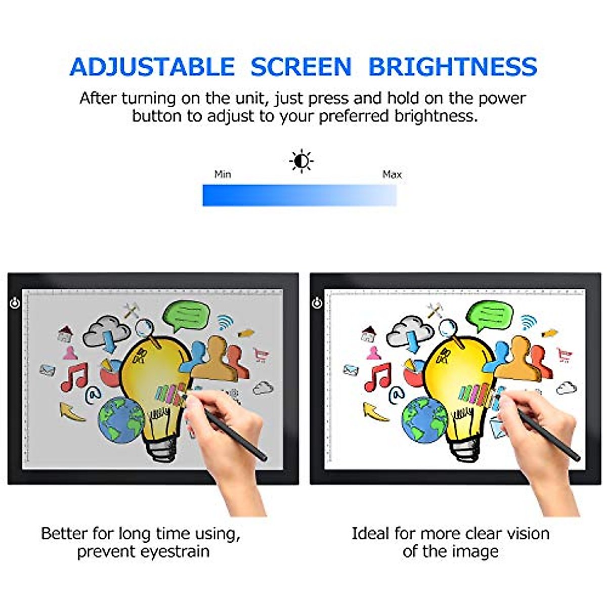 Black A4 Dimmable LED Artcraft Light Box Tracer Slim Light Pad Portable Tablet, USB Power Cable Copy Drawing Board Tracing Table for Artists Designing, Animation, Sketching, Stenciling X-ray Viewing