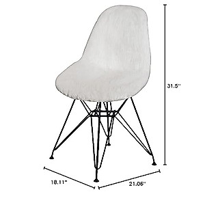 GIA Contemporary Armless Metal Legs and Removable Faux Fur Chair Cover, Set of 1, Arctic White