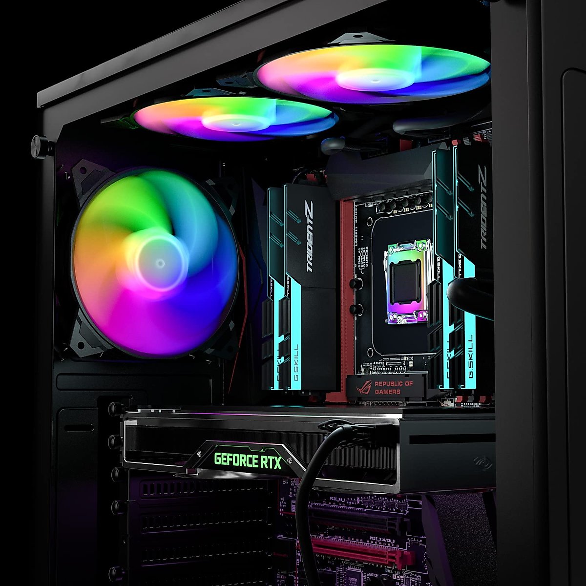 upHere Long Life 120mm PWM 4-Pin High Airflow Quiet Edition Rainbow LED Case Fan for PC Cases, CPU Coolers, and Radiators 3-Pack,(PF120CF4-3)