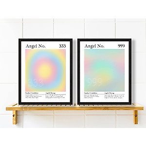Roxbury Row Aura Poster Aesthetic, Angel Number Poster, Angel Wall Decor, Gradient Painting, Spiritual Posters, Posters & Prints (4 8x10 Unframed Prints, 1239: Intuition, Alignment, Support, Release)
