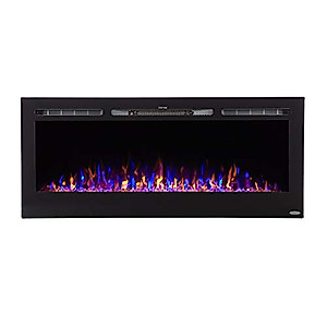 Touchstone Smart Electric Fireplace-The Sideline® 50 Inch Wide-in Wall Recessed-30 Realistic Ember Color/Flame Options-1500W Heater w/Thermostat-Black-Log & Crystal Hearth Options -Alexa®/WiFi Enabled