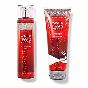 Bath & Body Works - Winter Candy Apple - Gift Set - Fine Fragrance Mist & Body Cream (Packaging Varies)