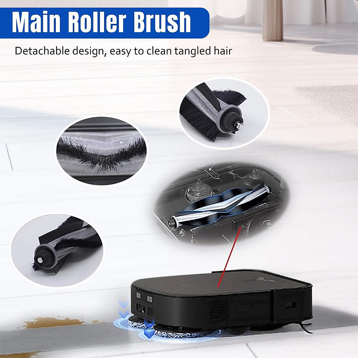 17pcs Replacement Parts for Ecovacs Deebot X2 / X2 Omni / X2 Pro / DEX86 Vacuum Cleaner Accessories, 1 Main Brush, 4 Side Brush, 4 Hepa Filters, 4 Dust Bags, 4 Mop Cloths