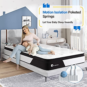 Avenco Twin Mattress 10 Inch, Twin Medium Firm Hybrid Mattress, Twin Mattress in a Box with Gel-Infused Memory Foam & Pocketed Springs, Motion Isolation, Breathable Knit Fabric, Strong Edge Support