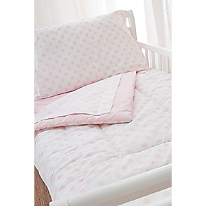 American Baby Company 100% Cotton Percale 4 Piece Toddler Bedding Set, Baby Pink Dots, for Girls