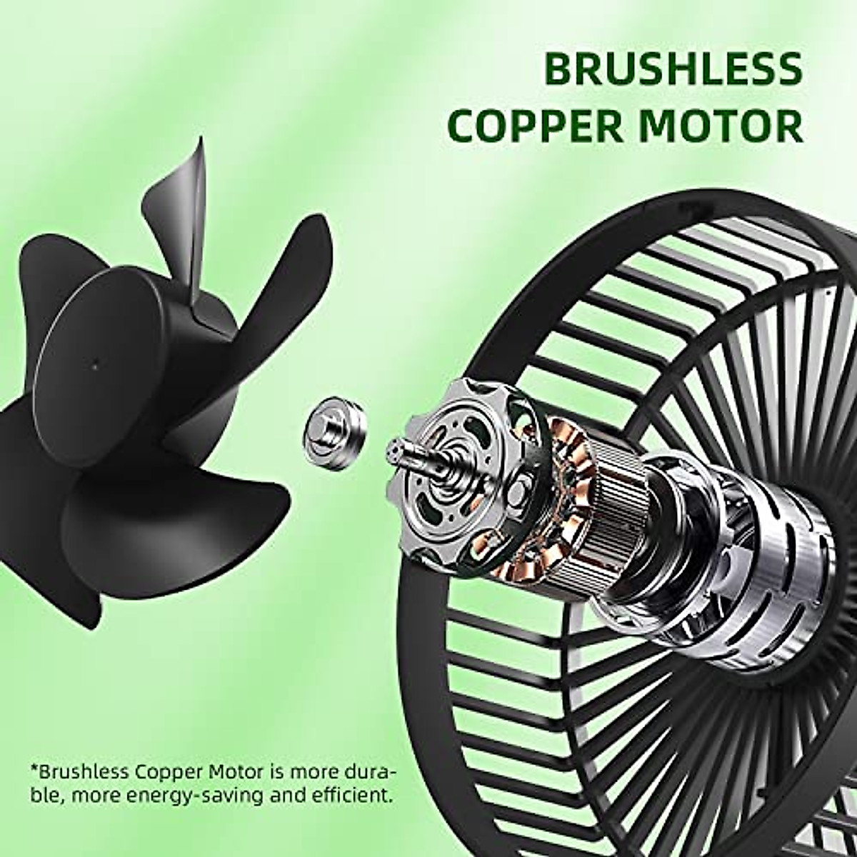 RealSmart Portable Folding Fan, Rechargeable USB Floor Table Desk Fan with Adjustable Height, 3 Speed battery operated fan, Pedestal Fans for Personal Bedroom Office Fishing Camping Travel, Black 6.5"