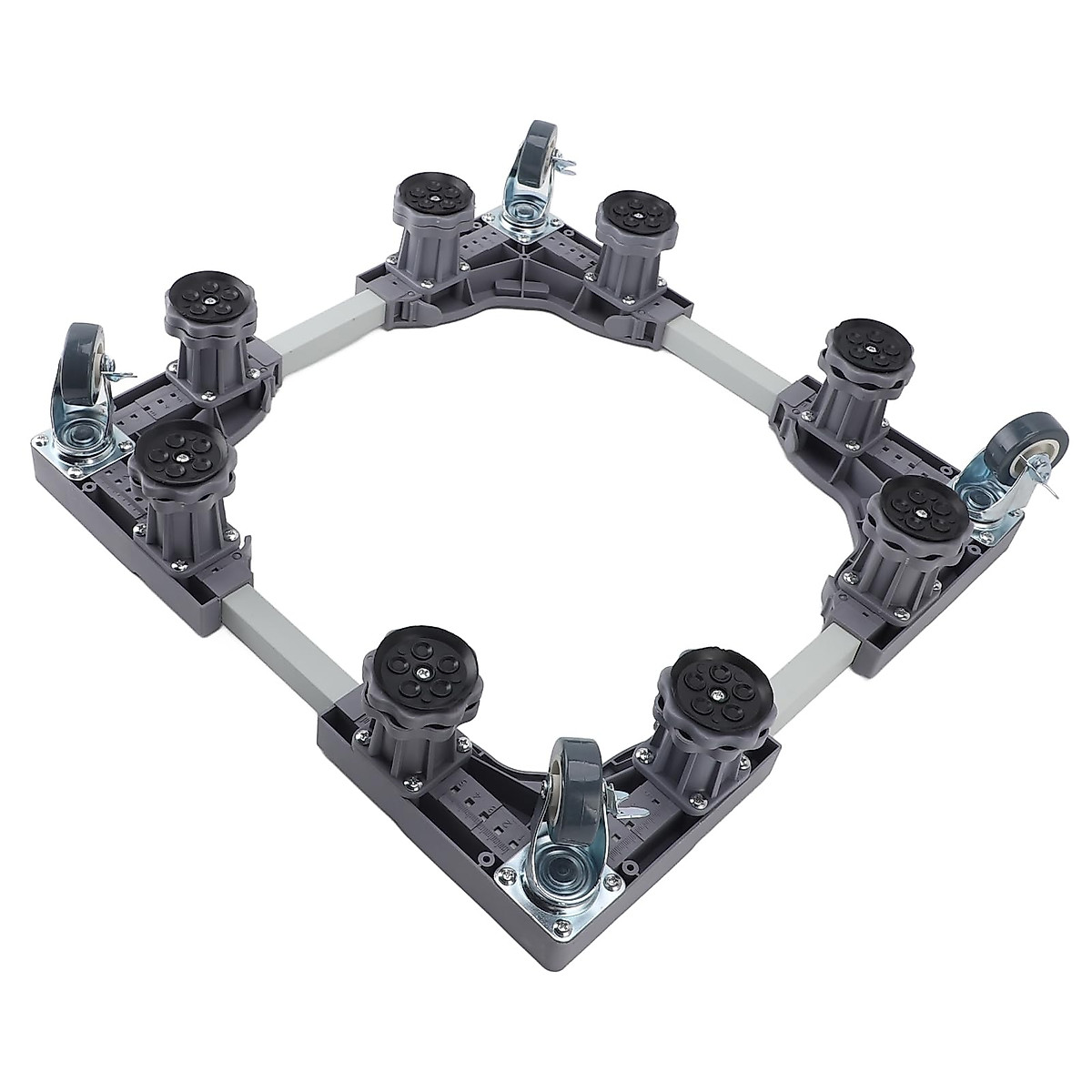 SIXRUN Mobile Fridge Stand Base Iron Alloy Adjustable Dolly Washing Machine Stand with Brake Balance Angle Leveling Measurement for Furniture Appliances Mobile Fridge Stand Base