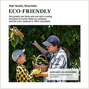 Caannasweis 9.5 Inch Nonstick Frying Pan Skillet Induction Compatible Stone Cookware Chef's Pan Healthy Egg Omelette Pan PFOA Free avocado color