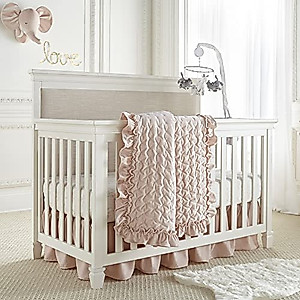 Levtex Baby - Heritage Crib Bed Set - Baby Nursery Set - Blush Velvet - Rich Velvet - 4 Piece Set Includes Quilt, One Fitted Sheet, Changing Pad & Skirt/Dust Ruffle