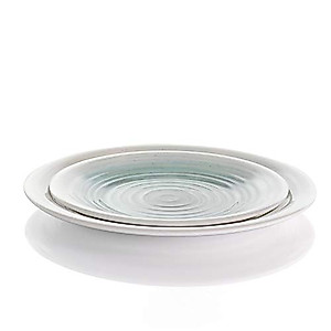 Elama Lightweight Dinnerware Set, 12 Piece, White and Light Blue