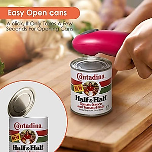 Powerful and Safe Electric Can Opener with Smooth Edge, Open Your Cans with A Simple Push of Button, Food-Safe and Battery Operated Handheld Can Opener(Red)