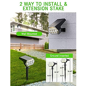 oditton Solar Garden Light, Solar Light, Solar Spotlight, Solar Wall Light, IP65 Waterproof, 4 Bright Modes, Self-Charging, Outdoor for Ardens, Courtyards, Fences, Path, Patio