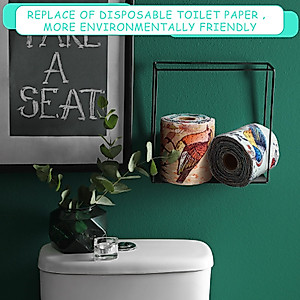 Newwiee 48 Pcs Reusable Toilet Paper Washable Cotton Cloth 12 x 4.3 Inches Paperless Towels Roll Reusable Bidet Towels 2 Sided Flannel Paper Towels Cloth Absorbent Paper Towels Roll No Waste (Bird)