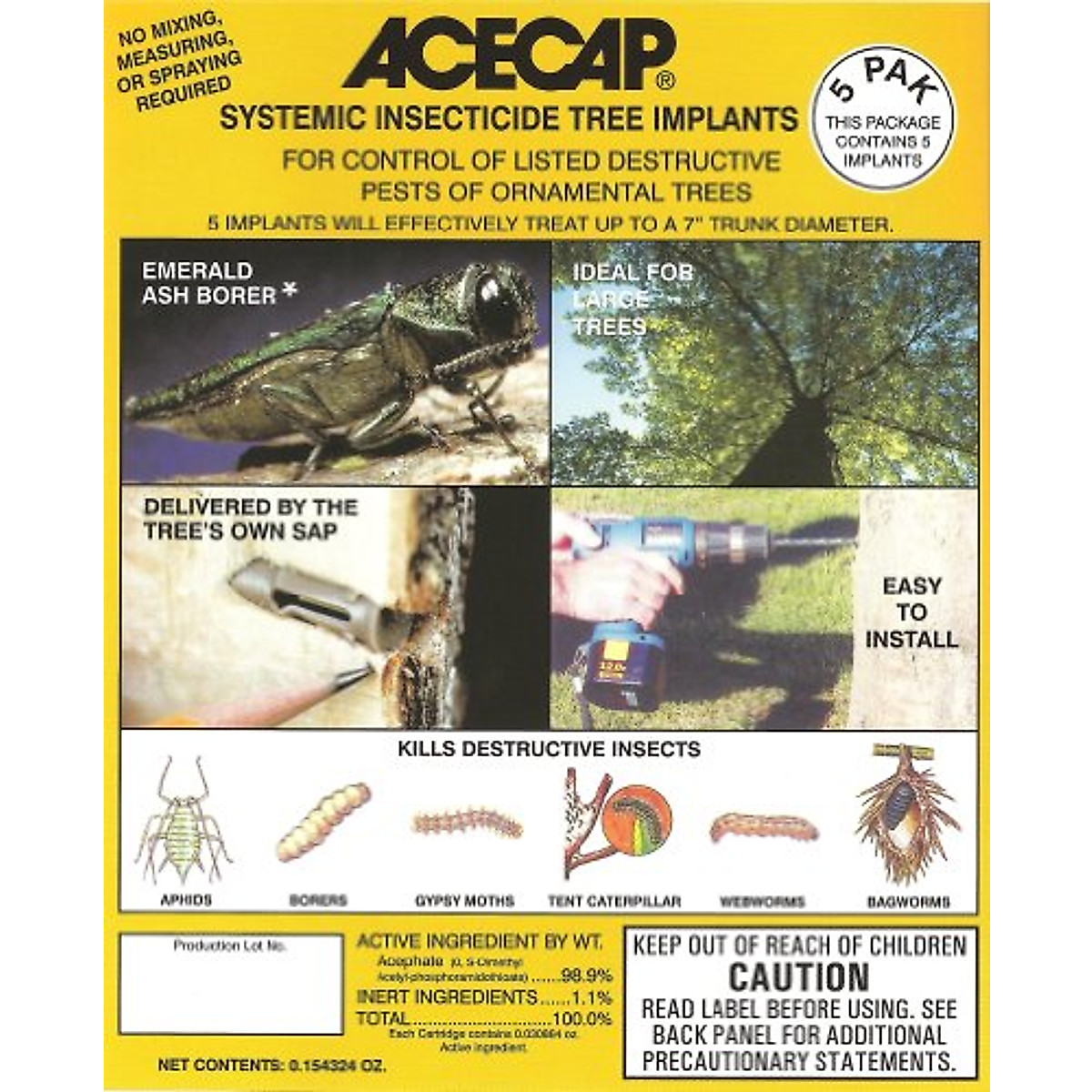Medicap Acecap AC12X5 Systemic Insecticide Tree Implant, Pack of 5