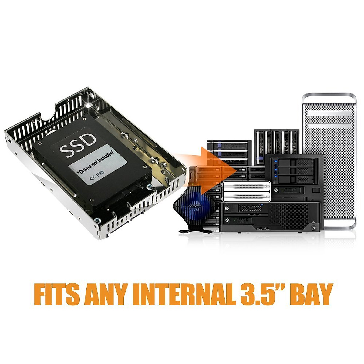 ICY DOCK Open Air 2.5” to 3.5” SAS / SATA (22pin) HDD & SSD Converter / Mounting Kit for Internal 3.5" Drive Bay | EZConvert Air Lite MB482SP-3B