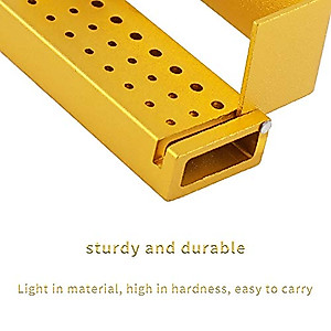 30 Holes Dental Burs Holder Diamond Burs Drill High Speed Block Aluminum Autoclavable Box, Disinfection Bur Organizer Station Opening Box Case with Cover Reusble - Gold