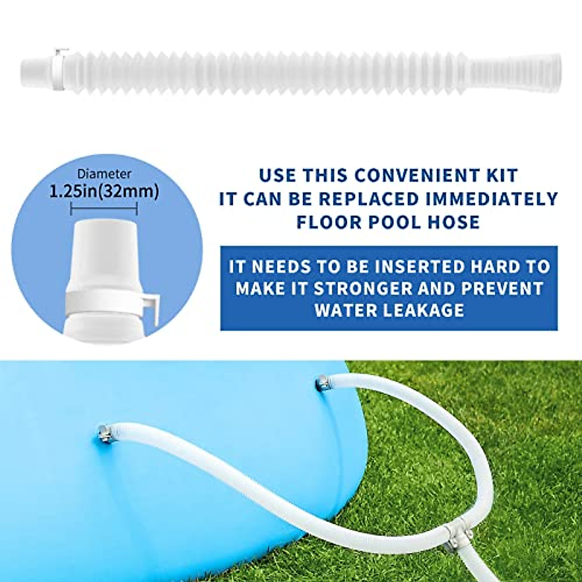 JENPECH Hose Clamp Adjustable Bendable Flexible Swimming Pool Hose Snap for Garden White