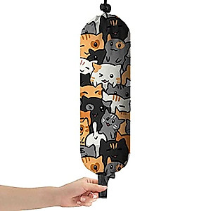 Cute Plastic Bag Holder,Cats,Grocery Bags Dispenser,Shopping Bag Organizer,Gifts for Kitchen Decor