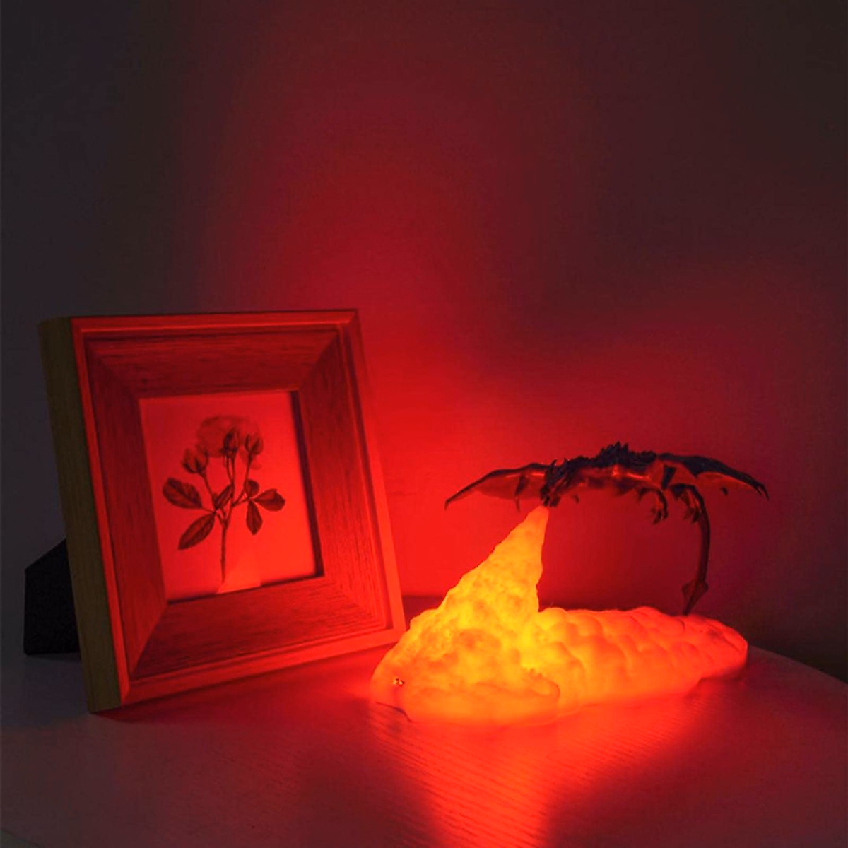 HGomx Fire Dragon Lamp Light, 3D Printed Night Light LED Moon Light Gift for Boys and Girls Bedroom Kids Room with USB Rechargeable (Fire Dragon)
