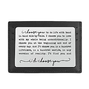 I Choose You Metal Wallet Insert Card, Engraved Gift for Him, Pocket Keepsake, Husband Gift, Anniversary Gift for Men, Wedding Anniversary Gift for Husband, Gifts for Him (Silver)