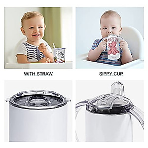 AGH Sublimation Sippy Cups Blanks with Handles, 12 Pack 12 oz Straight Sublimation Tumblers Stainless Steel Insulated Skinny Tumblers with Splash-proof Lid, Shatterproof Water Tumbler