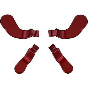 EASEGMER Metal Black Stainless Steel Paddles, Replacement Parts Video Games Accessories Kits, Interchangeable Hair Trigger Locks for Xbox One Elite Seies 2 & Elite 2 Core Controller - 4 PCS (Red)