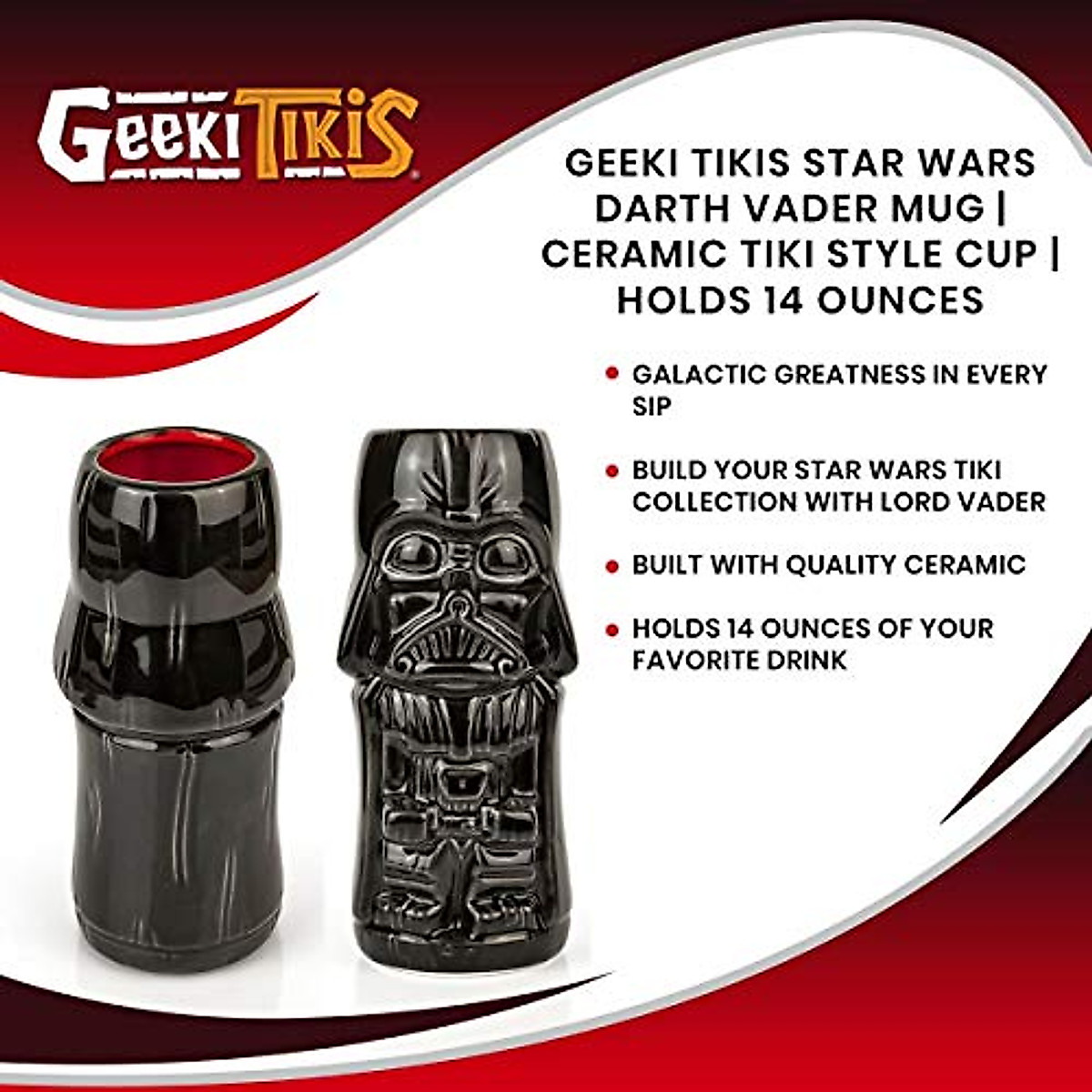 Geeki Tikis Star Wars Darth Vader Mug | Official Star Wars Collectible Tiki Style Ceramic Cup | Holds 14 Ounces
