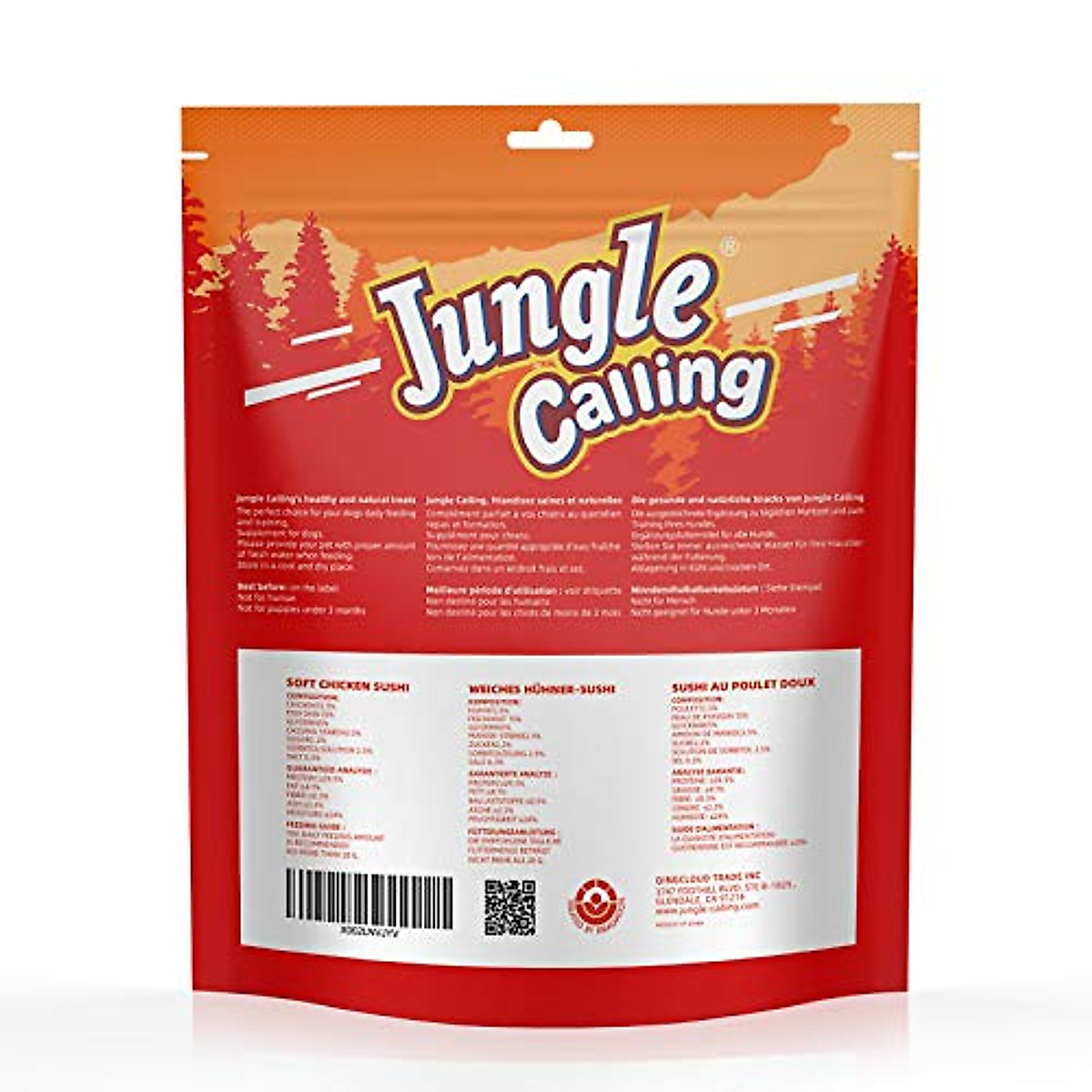 Jungle Calling Chicken Wrapped Dog Treats, Grain Free Soft Chewy Chicken&Codfish Treats for Training Rewards,10.6Ounce