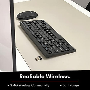 Macally Small Wireless Keyboard and Mouse Combo for PC - an Essential Work Duo - 2.4G - 78 Compact Key Cordless Mouse and Keyboard Combo with Mini Body and Quiet Click