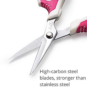 Beaditive Multipurpose Craft Scissors - High-Leverage with Sharp Carbon Steel Blades - Ergonomic Sewing Scissors for Heavy Duty Projects - Office, Scrapbook, Leather Scissors