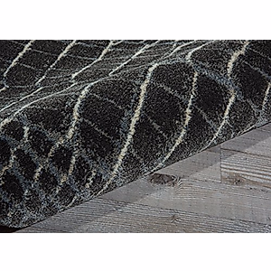 Nourison Maxell Nourison Charcoal 2'2" x 7'6" Area -Rug, Easy -Cleaning, Non Shedding, Bed Room, Living Room, Dining Room, Kitchen (2x8)