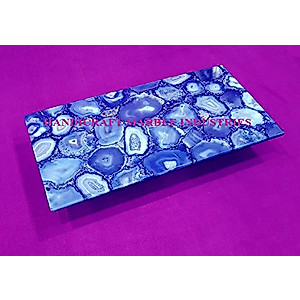Blue Agate Table Top/Back splash, 24 x 18 Inch, Customize Size, Counter Top Blue Agate Rectangle Table, Rectangular Agate Table