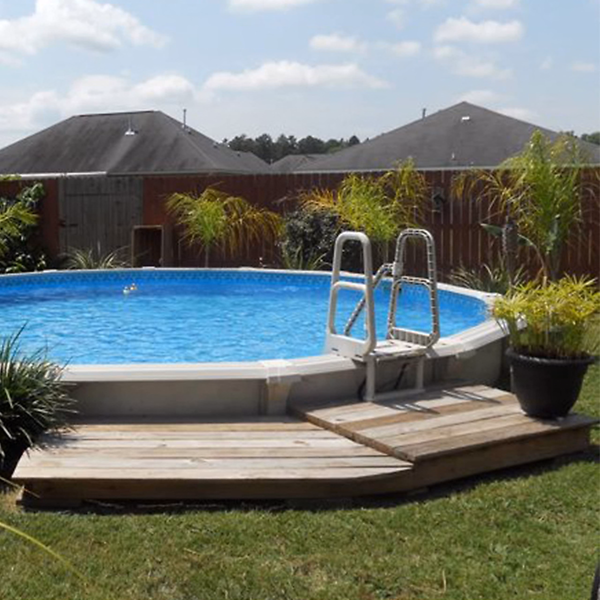 Main Access 200600T 4 Piece 24" Wide Heavy Duty Adjustable Above Ground Swimming Pool Smart Step Entry System with 200 Pound Capacity, Taupe