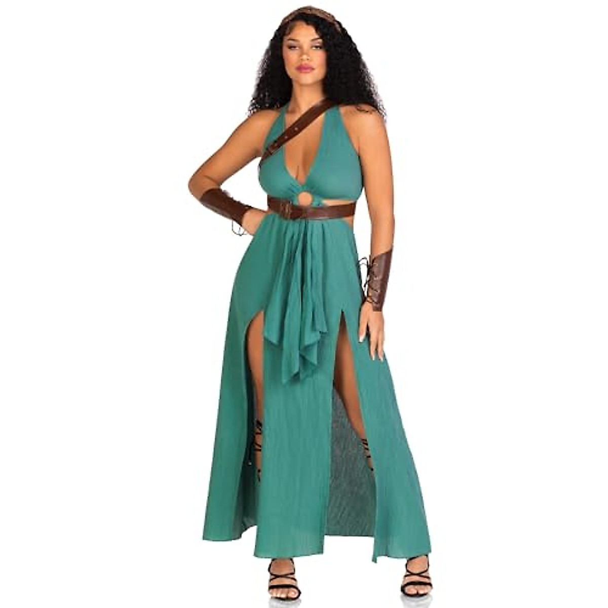 Leg Avenue Women's 4 Piece Warrior Maiden Costume, Green, Small