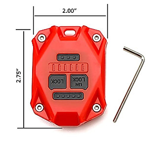 iJDMTOY Large/Big Red Plastic Key Remote Fob Enclosure Shell w/Black Keypads, Compatible with Jeep 2007-2017 Wrangler JK