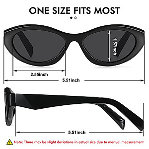 milramtob Trendy Oval Sunglasses for Women Retro Small Cat Eye Glasses 90s Shades
