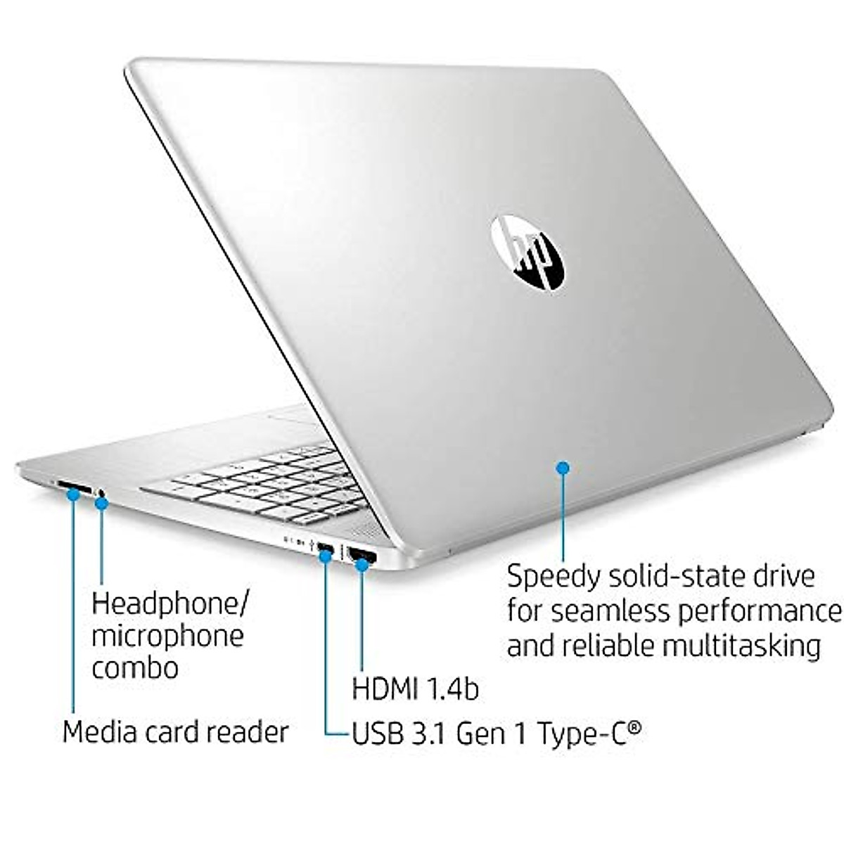 HP Laptop 15-dy1079ms (Core i7-1065G7) 15.6 Full HD 1920x1080 IPS touchscreen 12GB DDR4 Ram, 256GB SSD, Webcam, HDMI, Silver, Windows 10 Home (Renewed)