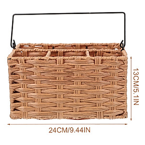 Zerodeko Utensil Basket Utensil Holder Cutlery Storage Basket Make up Iron Woven Basket Cutlery Holder Seagrass Baskets