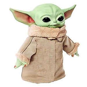 Mattel Star Wars The Mandalorian Grogu Plush 11-inch Toy, Squeeze & Blink Character Figure with Sound, Blinking Eyes & Hand Motion