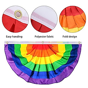 WXJ13 4 PCS Rainbow Pride Bunting Flag 1.5 x 3 Ft Rainbow Gay Pride Pleated Fan Flag Banner Half Fan Banner with Canvas for LGBT Celebration Parade Indoor Outdoor Gay Pride Decoration