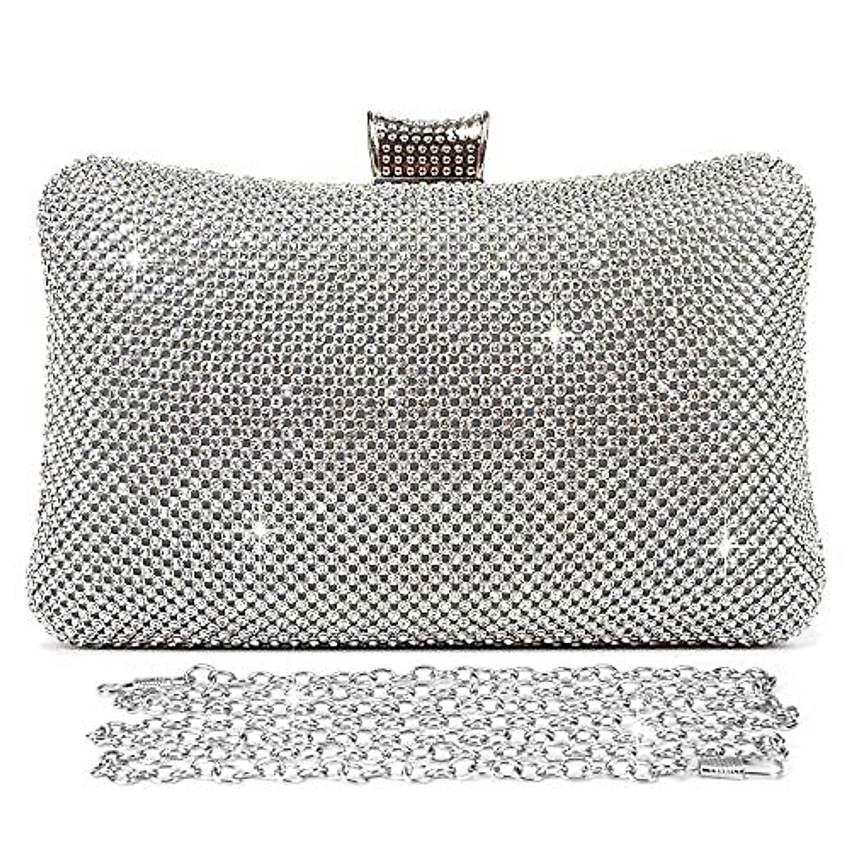 Pinprin Ladies Sparkly Rhinestones Evening Clutches Women's Crystal Diamante Evening Bag Prom Wedding Handbag Party Purse (B-Gold)