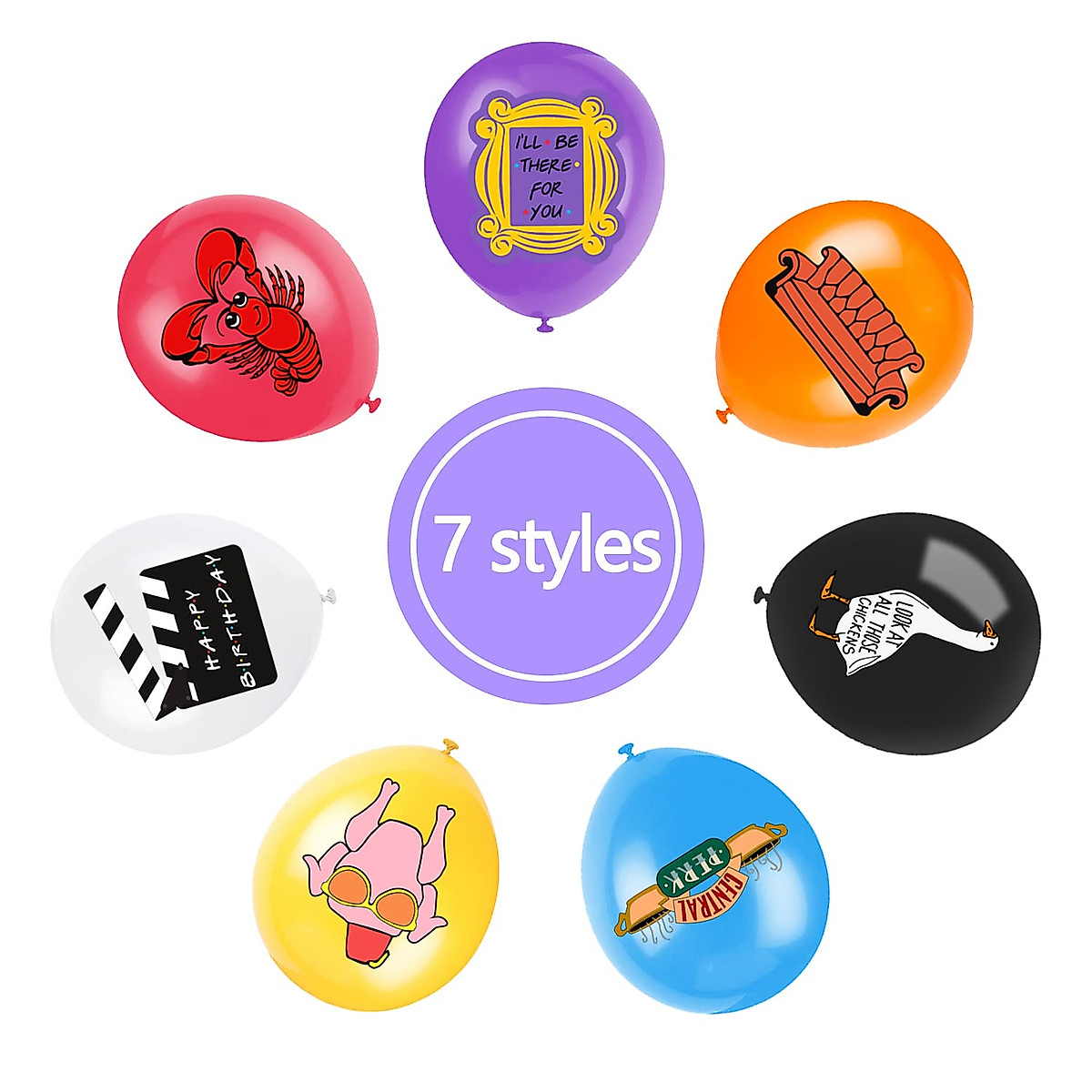 28Pcs Balloons for Friends Birthday Party Supplies, Includes 7 Styles Printed Ideal for TV Show Party Decorations Favors