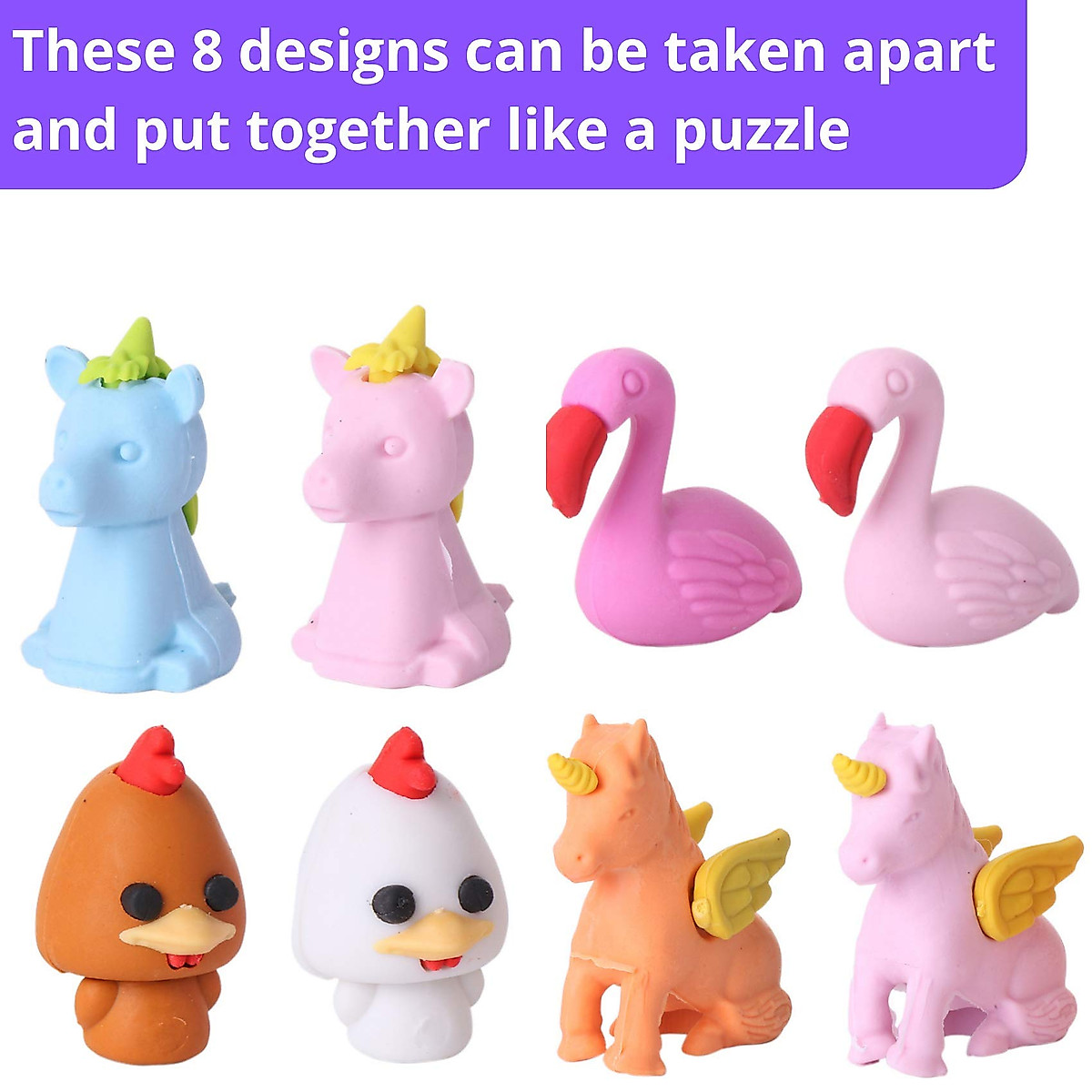 Mr. Pen- Animal Topper Erasers, 22 Pack, 8 Pack Take Apart Animal Erasers, Pencil Toppers, Pencil Erasers Toppers for Kids, Eraser Tops, Cap Erasers for Pencils, Fun Erasers Kids, Easter Egg Fillers