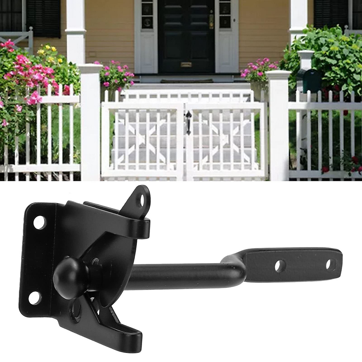 VTOSEN Black Door Locks Hasp Latch - Carbon Steel Security Padlock Clasp for Sheds, Closets, Lockers - Wood Fence Gate Latch, Door Hinge, Garden Door Lock