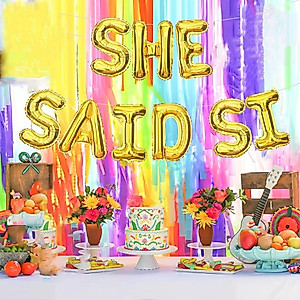 She Said Si Balloons Banner Fiesta Bachelorette Party Decorations Gold for Mexican Fiesta Engagement Wedding Bridal Shower Proposal Party Supplies