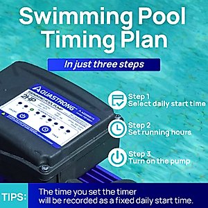 AQUASTRONG 1 HP In/Above Ground Pool Pump with Timer, 220V, 6100GPH, High Flow, Powerful Self Primming Swimming Pool Pumps with Filter Basket