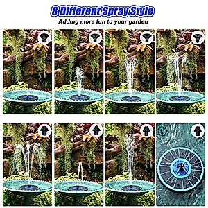 SZMP Solar Fountain 2023 Upgrade, 3.5W Solar Powered Bird Bath Fountains with Flower, Outdoor Water Feature Solar Fountain Pump with 7-in-1 Nozzles, 4 Fixed Pipes for Humingbirds, Garden, Pool, Pond