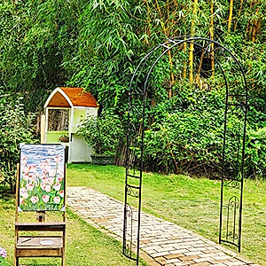 SCENDOR Wedding Arch Garden Arbor Curved Metal Durable Iron Garden Arch Trellis for Climbing Plants Outdoor Ceremony