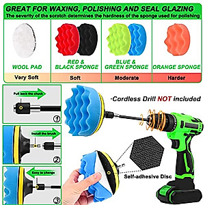 Aucurwen 29Pcs Car Detailing Brush Set, Car Detailing Kit, Auto Detailing Drill Brush Set, Car Polishing & Buffing Pads Kit, Car Cleaning Wash Kit for Interior, Exterior, Wheels, Carpet, Bathroom